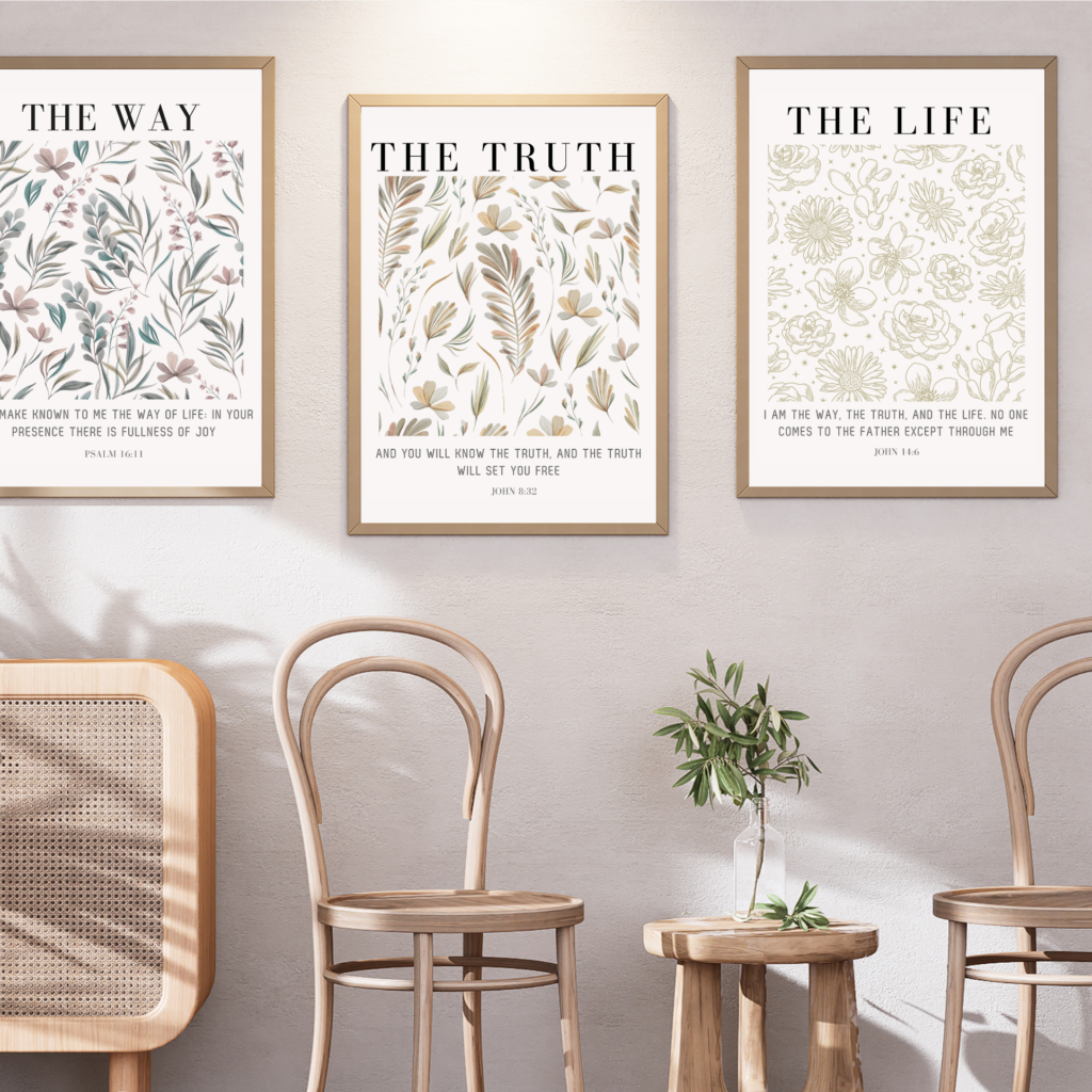 Christian wall art with John 8:32 verse - "You will know the truth, and ...