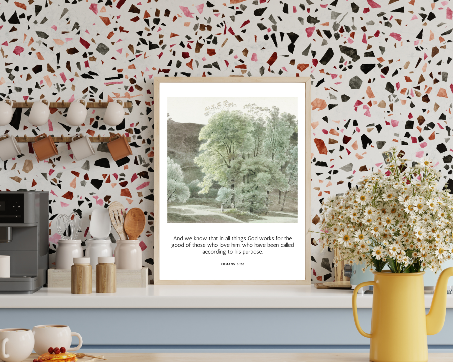 Christian Wall Art decor with Romans 8:28 Verse. Inspirational home ...