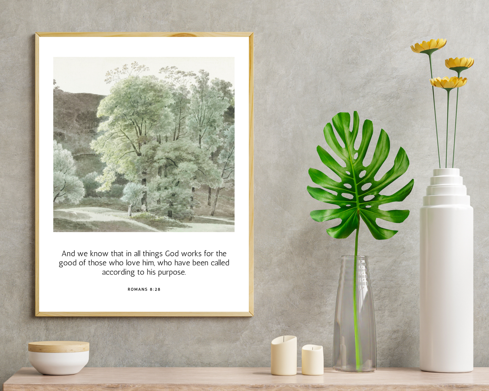 Christian Wall Art decor with Romans 8:28 Verse. Inspirational home ...