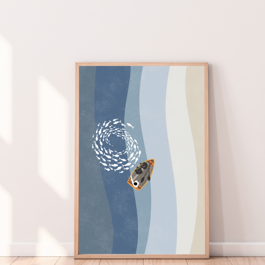 Jesus Catch of Fish: Biblical Parable Sketch Art - Christianartprint